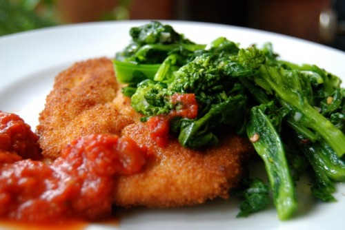 Pan-Fried Chicken Cutlets with Garlicky Broccoli Rabe » The Daily Dish